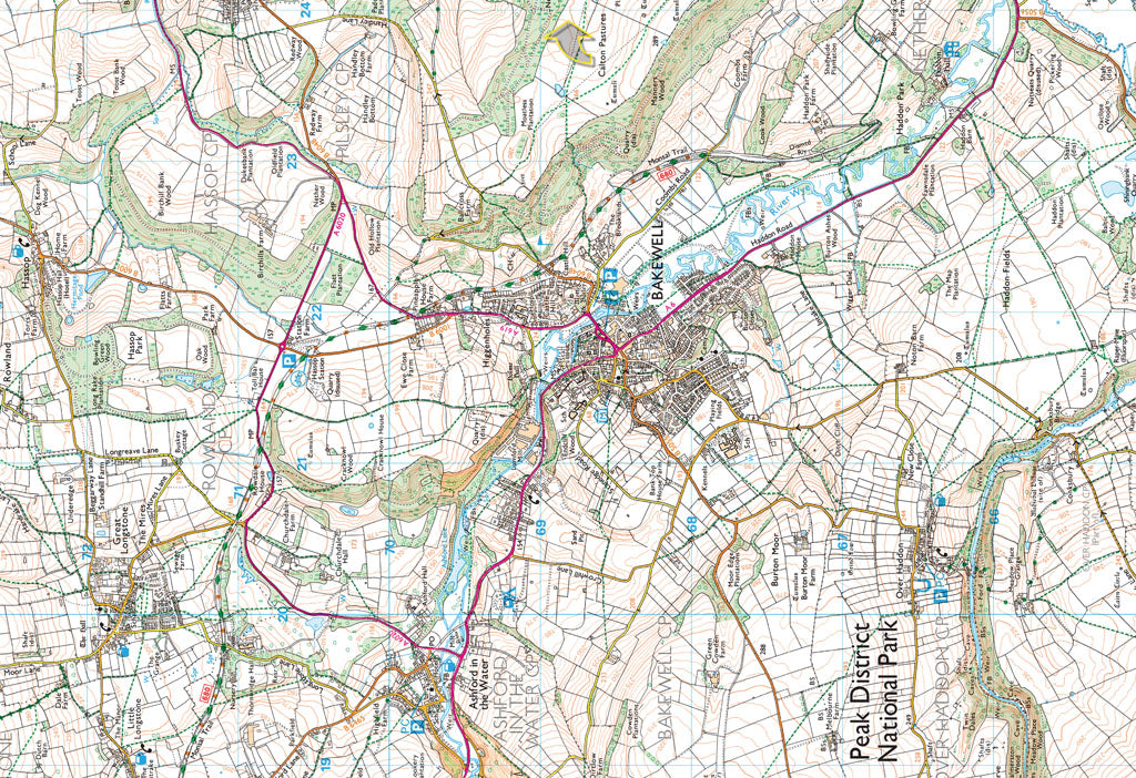 Around & About Bakewell & Chatsworth Park Yellow Walk Map – Peak ...