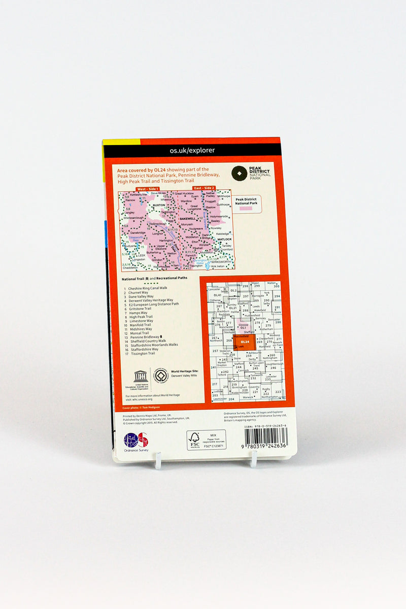 OS Explorer Map - OL 24 White Peak Area – Peak District National Park